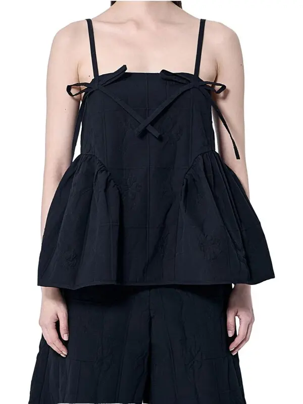 Cecilie Bahnsen Akira Top With Bow Detail - Black