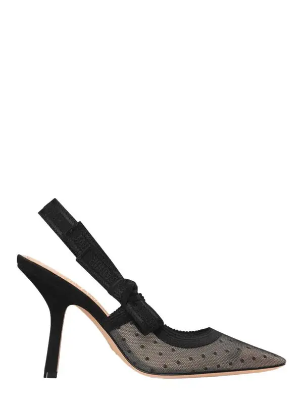 Dior Slingback Mesh Pointed Toe High Heel Pumps - Black
