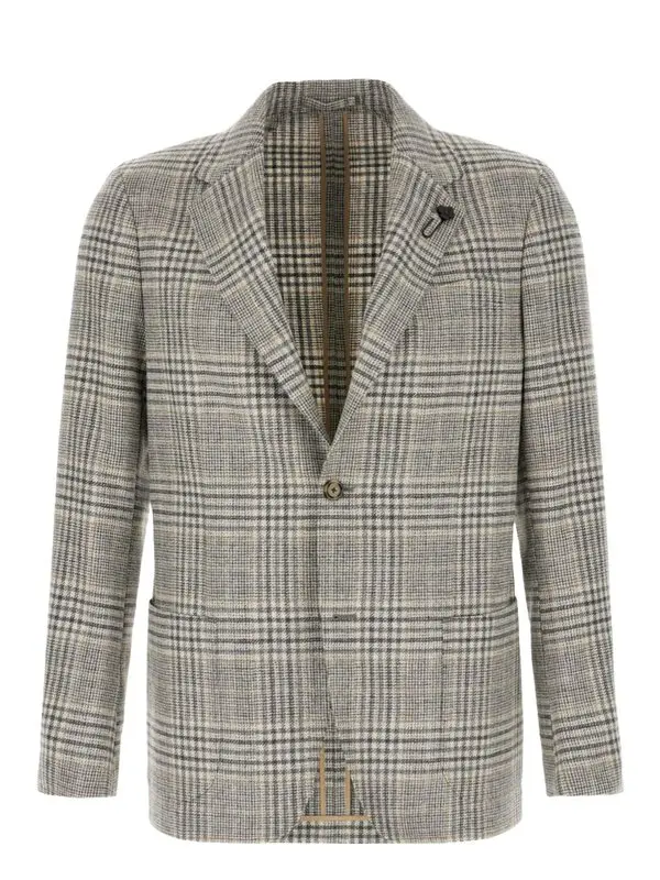 LARDINI Single-breasted Checked Blazer - Grey