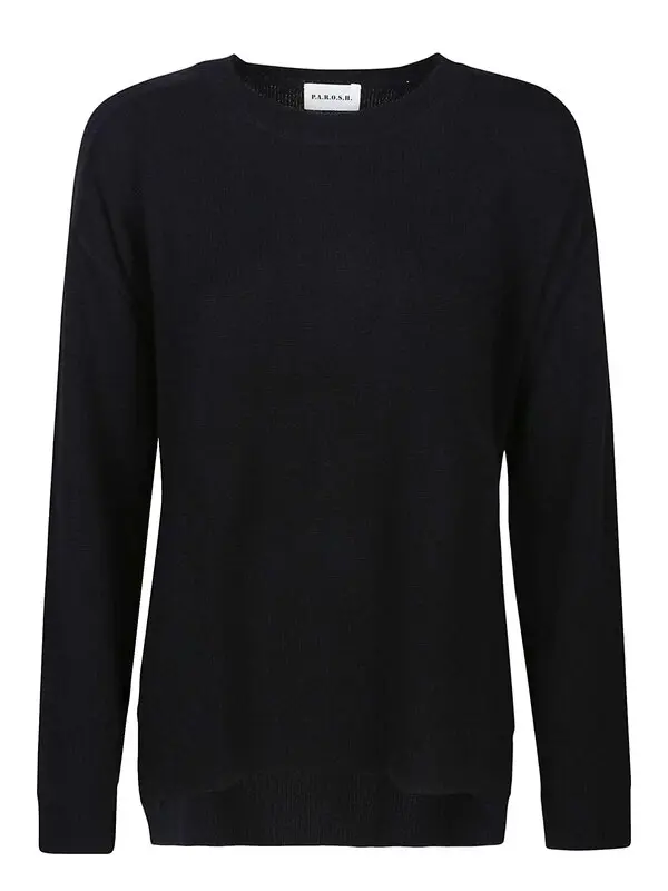 P.a.r.o.s.h Crewneck Knitted Jumper With Logo Detail - Black