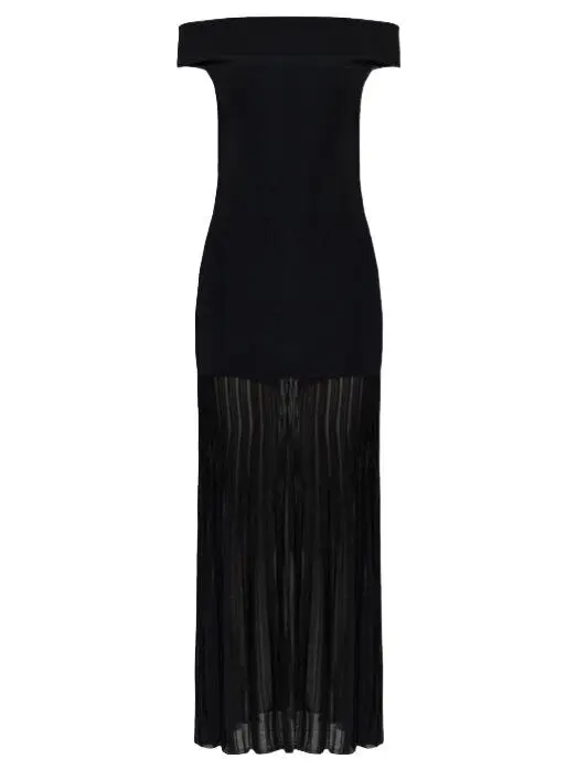 Michael Kors Off-shoulder Pleated Maxi Dress - Black