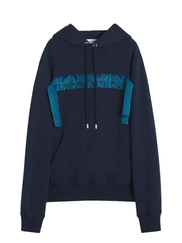 LANVIN Curb-lace Drawstring Hoodie - Midnight Blue