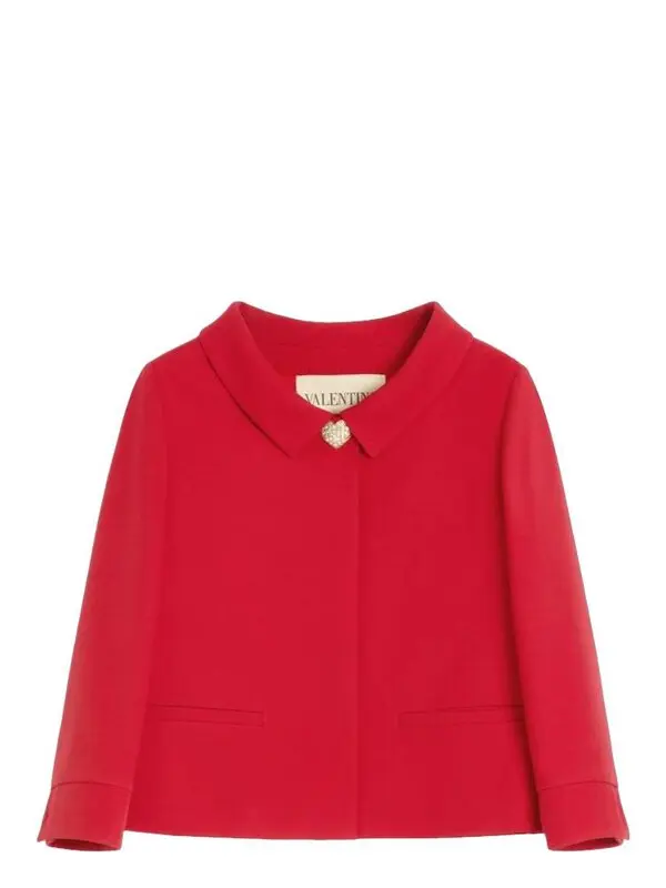 Valentino Garavani Crepe Couture Cropped Jacket With Jewel Detail - Red