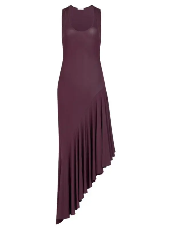 Alaïa Asymmetrical Draped Ruffled Dress - Red