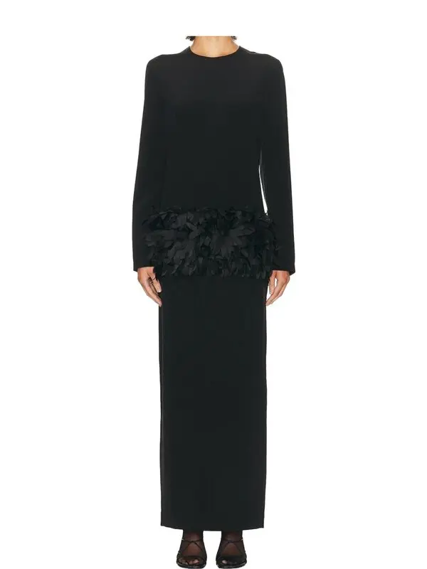 TOTEME Maxi Dress With Petal Detail - Black