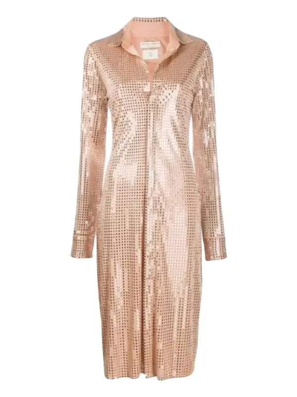 Bottega Veneta Embellished Mosaic Shirt Dress - Pink