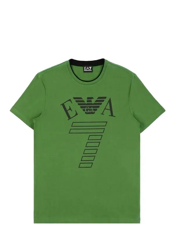 EA7 Logo T-shirt With Round Neck - Green