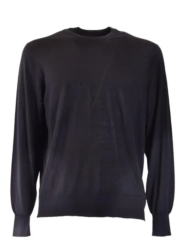 Neil Barrett Logo Embroidered Crew Neck Wool Jumper - Black