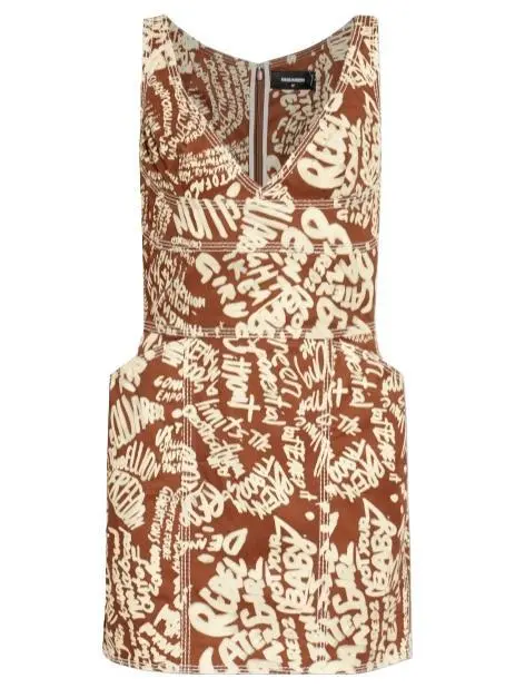 Dsquared2 Graffiti Pocket Mini Dress - Nude