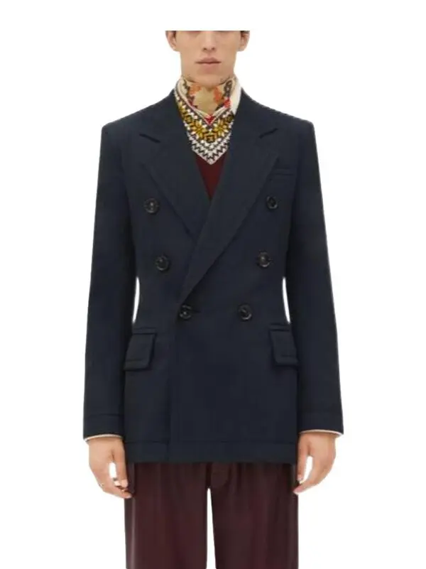 Bottega Veneta Double Breasted Wool Twill Jacket - Black