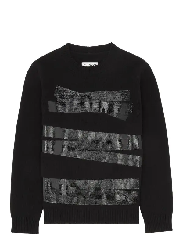 MAISON MARGIELA Taped Label Wool Jumper - Black