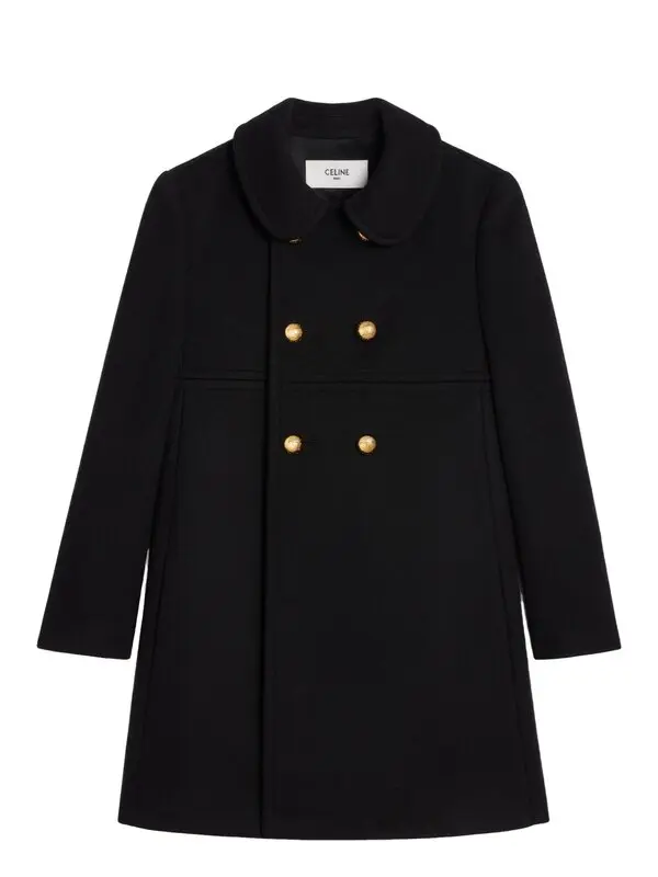 Celine Victorine Coat In Double Faced Cashmere - Black