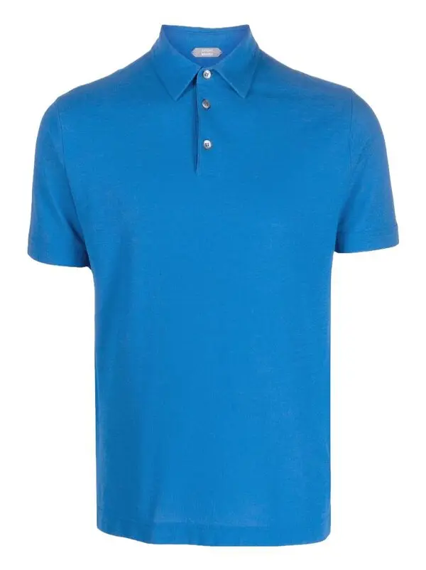 ZANONE Short-sleeved Straight-hem Polo Shirt - Blue