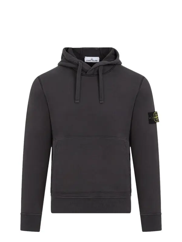 Stone Island Compass Patch Drawstring Hoodie - Charcoal-grey