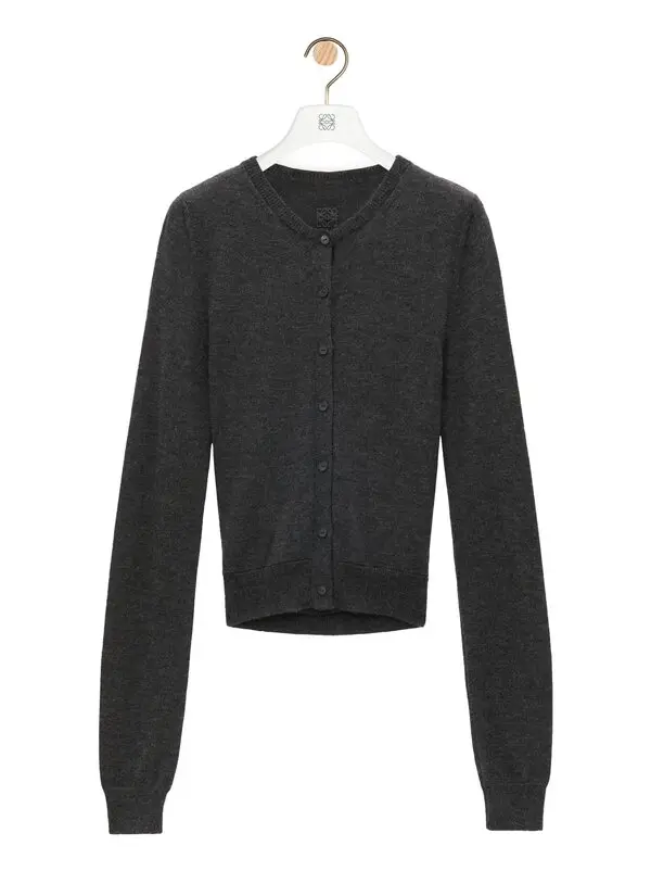 Loewe Draped Cardigan With Anagram Embroidery - Coal Gray