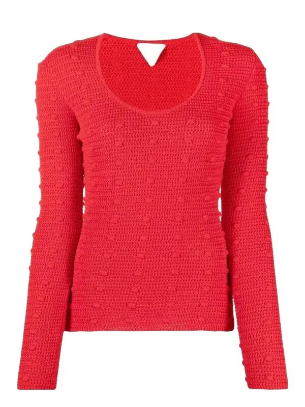 Bottega Veneta Pompom Detail Knitted Top - Red