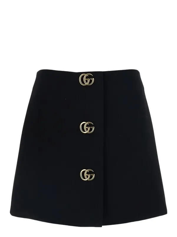 Gucci Double G Button Crêpe Skirt - Black