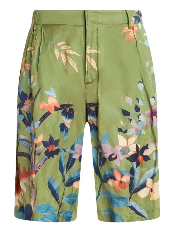 Etro Floral Print Shorts - Green