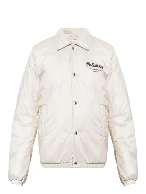 Alexander McQueen Logo Print Bomber Jacket - White