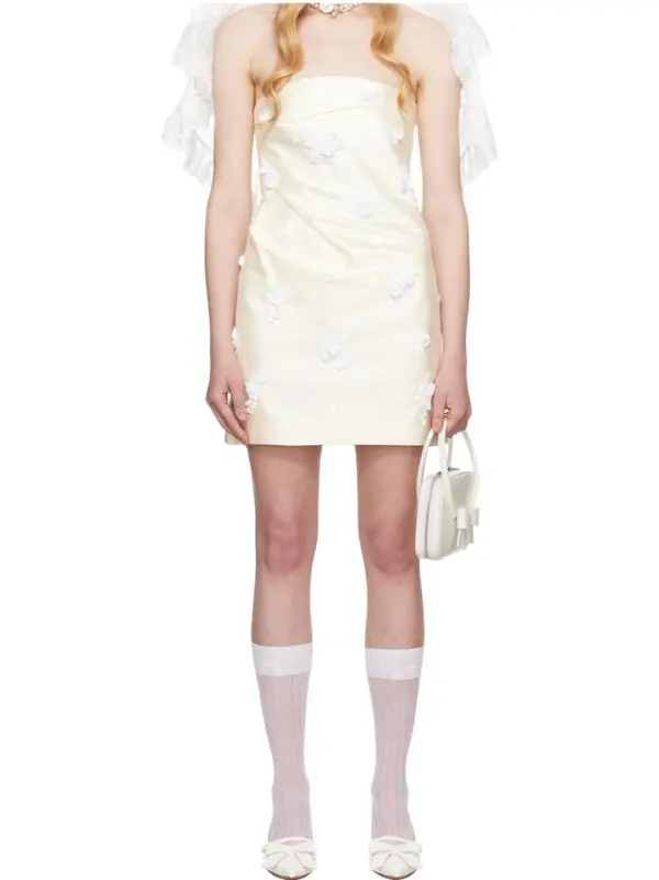 SHUSHU/TONG Bridal Bow Pintuck Pleated Dress - White