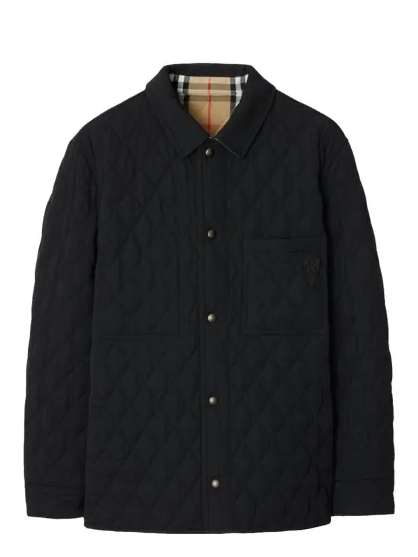 Burberry Reversible Quilted Overshirt With Checked Cotton Twill - Black/sand