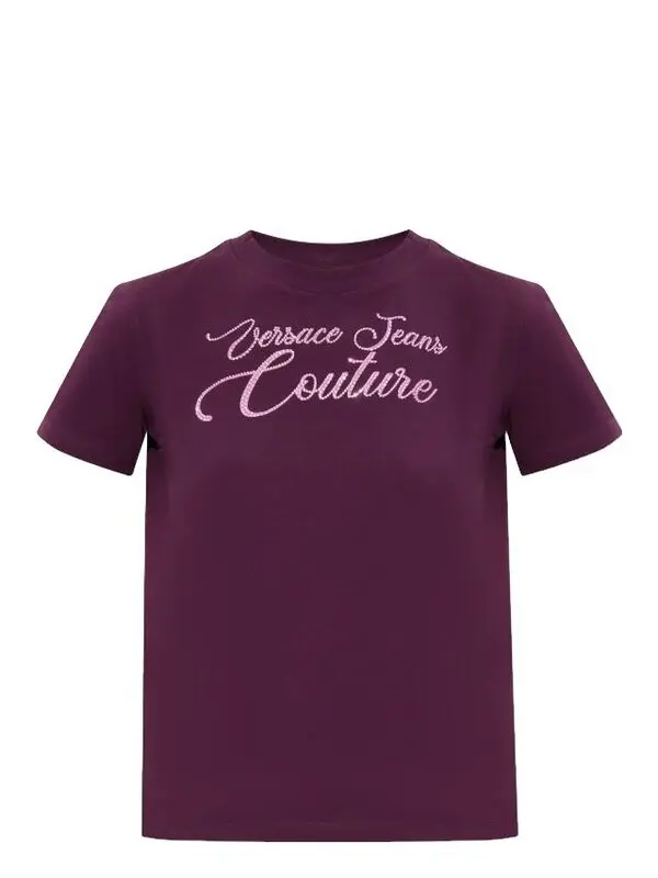 Versace Rhinestone Embellished Crewneck T-shirt - Red