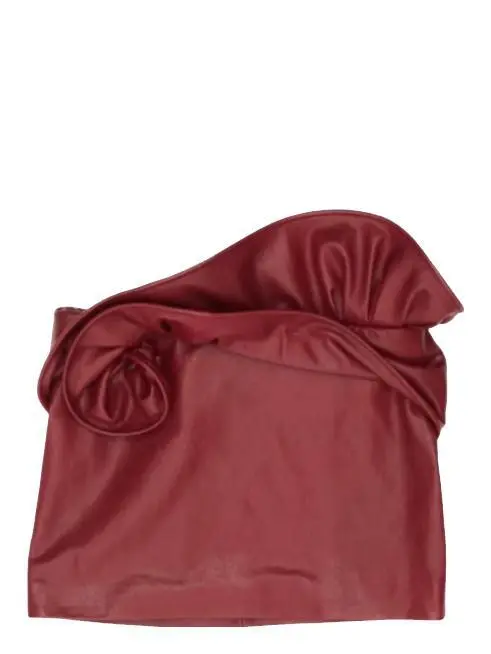 Magda Butrym Mini Leather Skirt With Ruffled Hem - Red