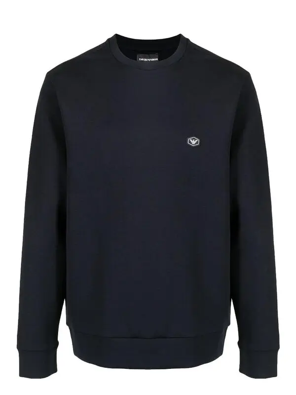 Emporio Armani Crewneck Sweatshirt With Logo Patch - Black