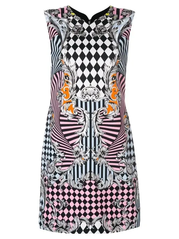 Versace Printed Baroque Dress - Black