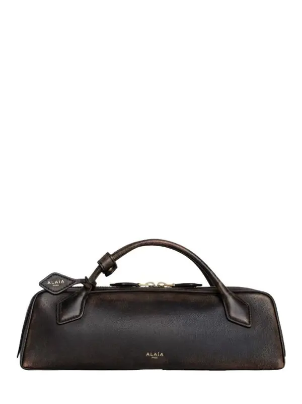Alaïa Le Teckel Clutch In Aged Leather - Black