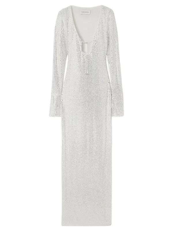 16Arlington Solaria Crystal-embellished Mesh Maxi Dress - White