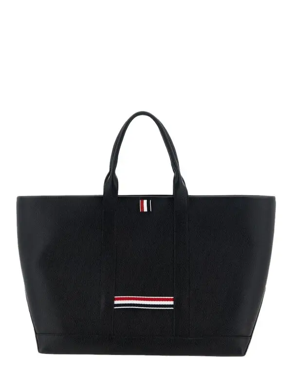 Thom Browne Medium Leather Tote Bag - Black