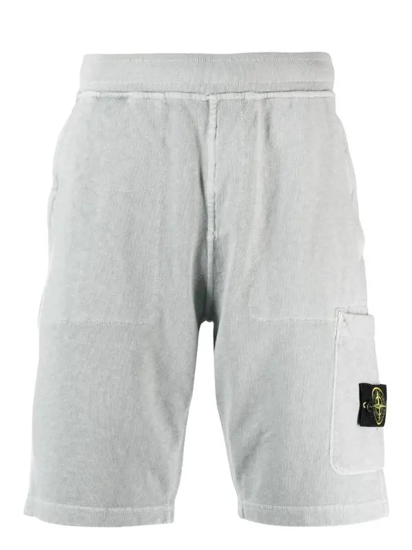 Stone Island Cotton Shorts With Compass Motif - Sky Color