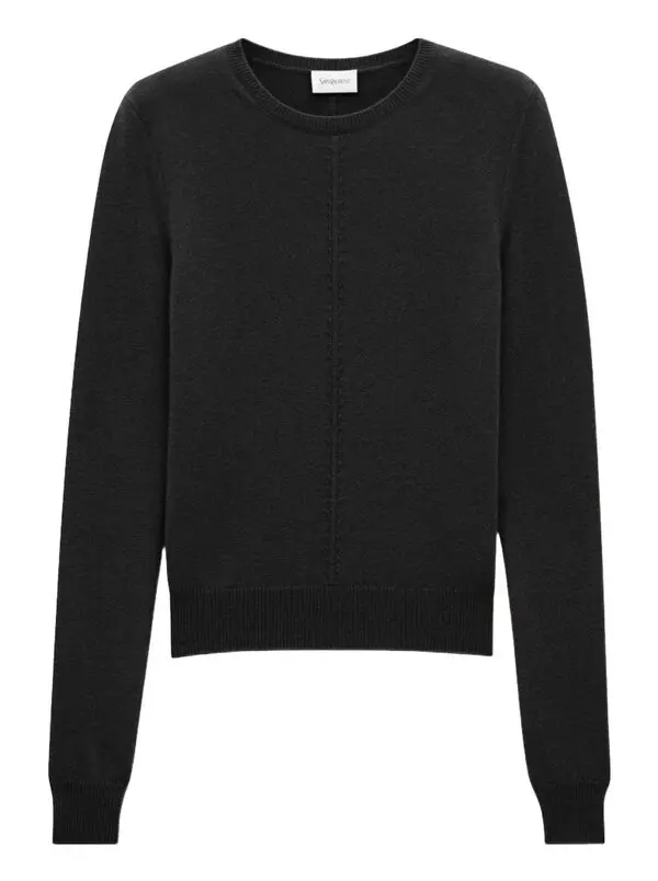 Saint Laurent Openwork Crewneck Jumper - Black