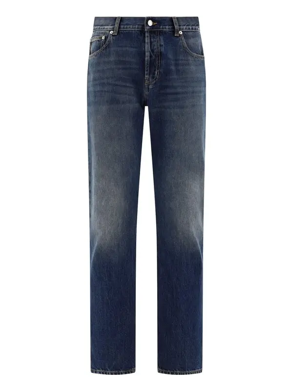 Alexander McQueen Logo Detailed Straight Leg Jeans - Black