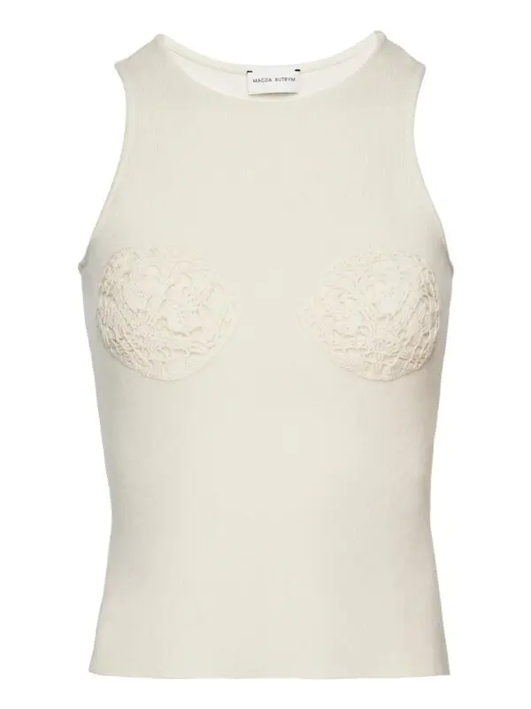 Magda Butrym Sleeveless Crochet Detailed Top - Cream