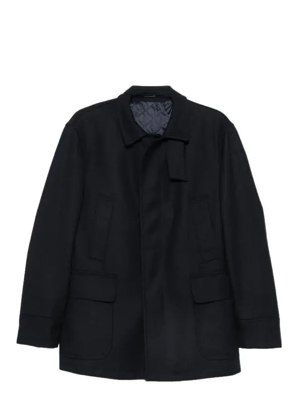 Tagliatore Long-sleeved Casual Jacket With Stand Collar - Navy Blue