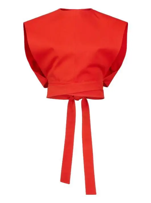 Alaïa Belted Wrap Top - Red