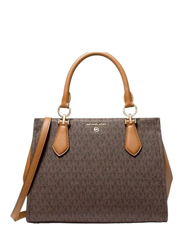 Michael Kors Monogram Printed Satchel Bag - Brown