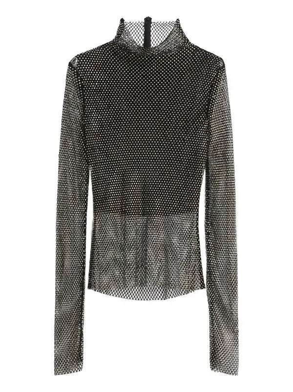 Sportmax Embellished High Neck Long-sleeved Top - Black