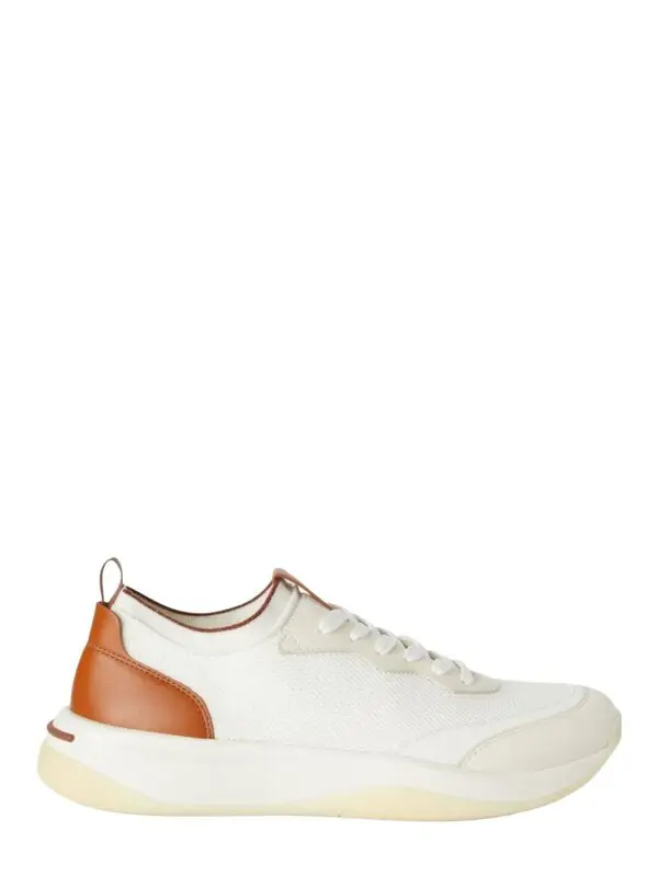 Loro Piana Round Toe Lace Up Sneakers - White
