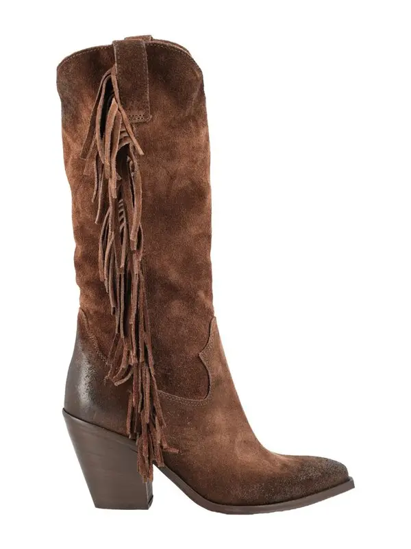 JE T'AIME Fringed Western Boots - Brown