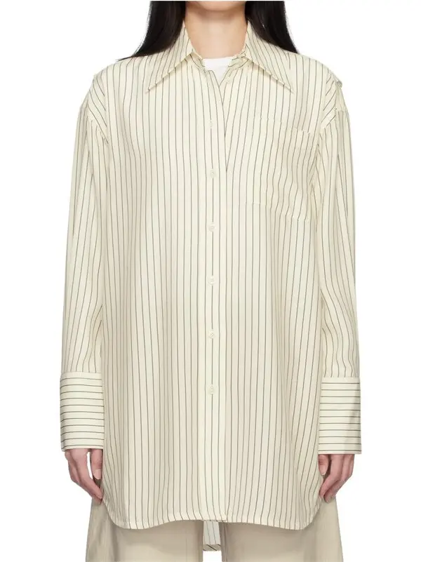 Co Striped Shirt In Crepe Satin - White