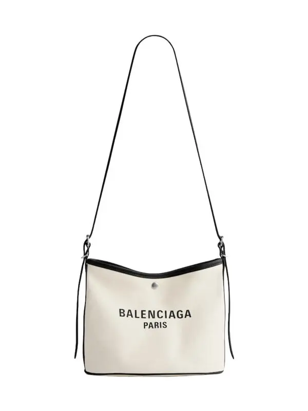 Balenciaga Logo Printed Shoulder Bag - White