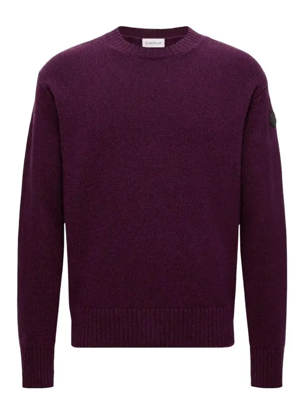 Moncler Wool Cashmere Crew Neck Sweater - Purple