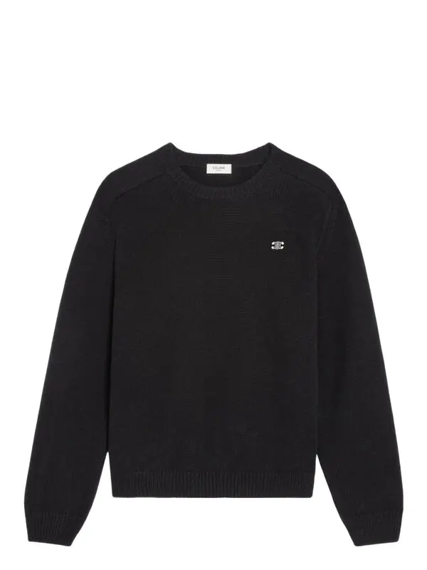 Celine Crew Neck Sweater In Wool And Cashmere - Black
