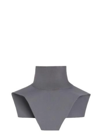 JIL SANDER Ribbed High Neck Half Top - Shadow