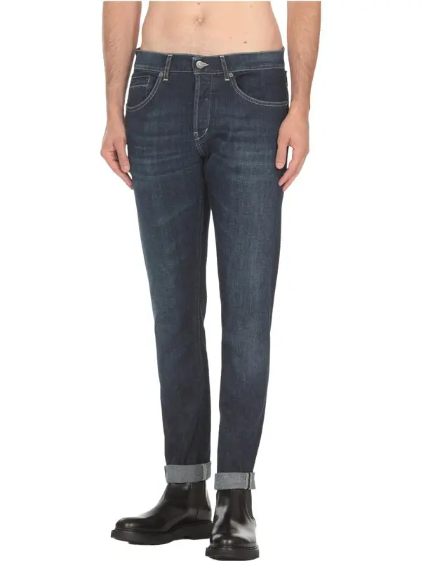 DONDUP Cuffed Slim Fit Jeans - Blue