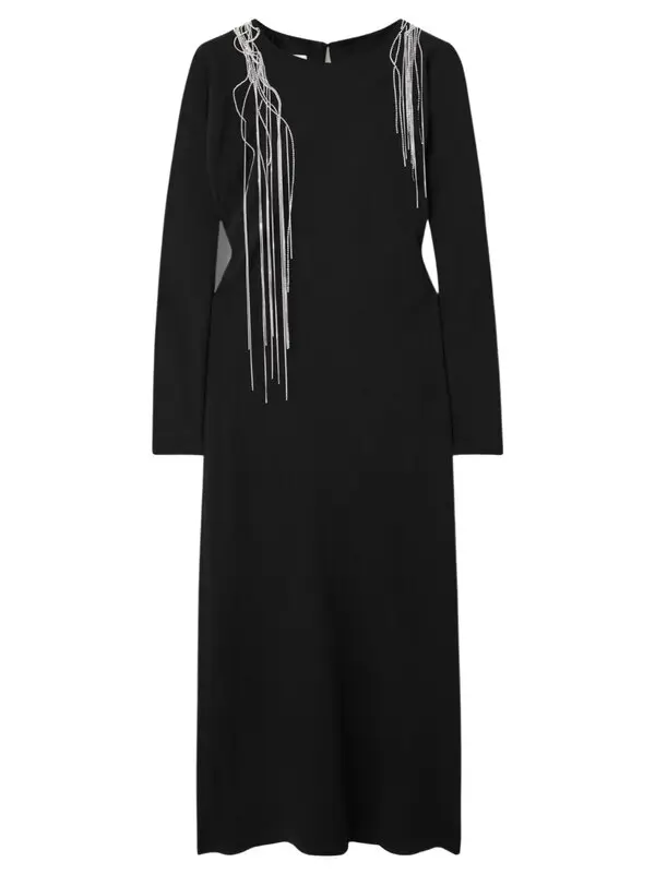 Dries Van Noten Long-sleeved Dress With Chain Embellishments - Black