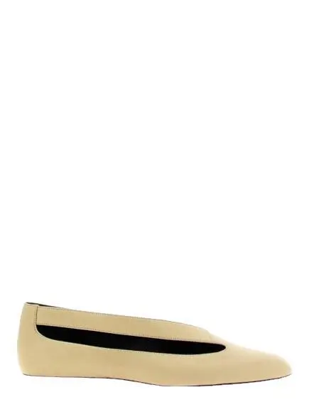 Khaite Diana Asymmetrical Nappa Ballet Flats - Beige